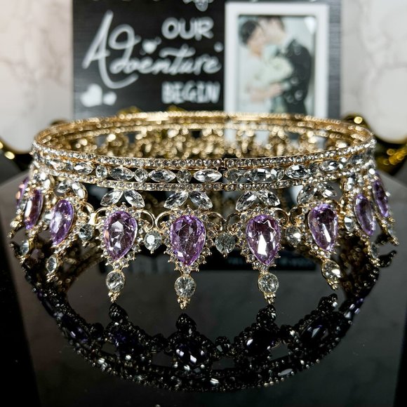 Handmade | Jewelry | Royal Queen Crown For Women Purple Rhinestone ...